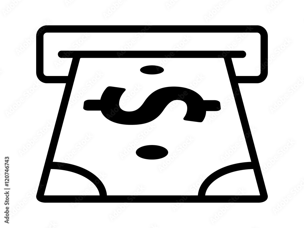 Insert cash or receive money from ATM line art icon for apps and ...