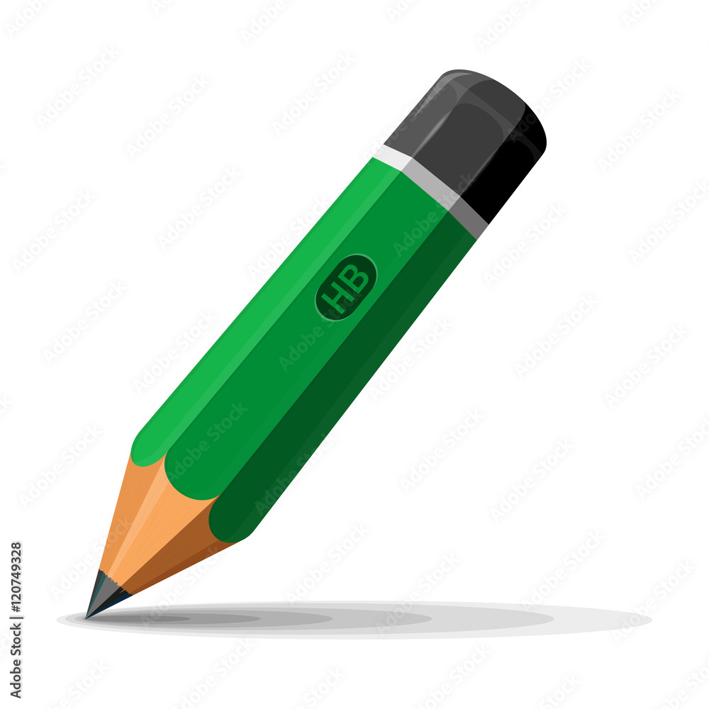 Green pencil.Realistic vector image isolated on a white background ...