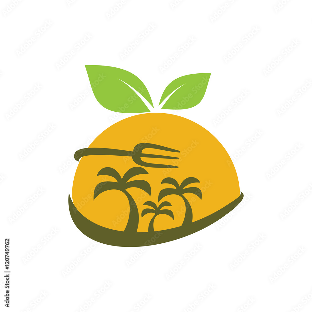 Tropical Orange Restaurant Logo Vector Icon Stock Vector | Adobe Stock