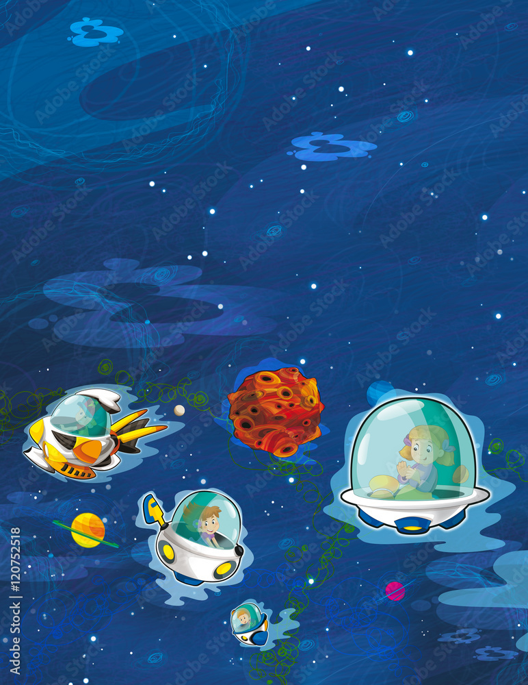 Cartoon happy and funny scene of children flying - illustration for ...