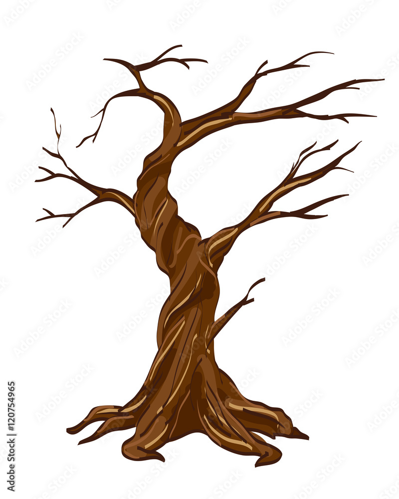 Vector illustration of dry tree isolated on white Stock Vector | Adobe ...