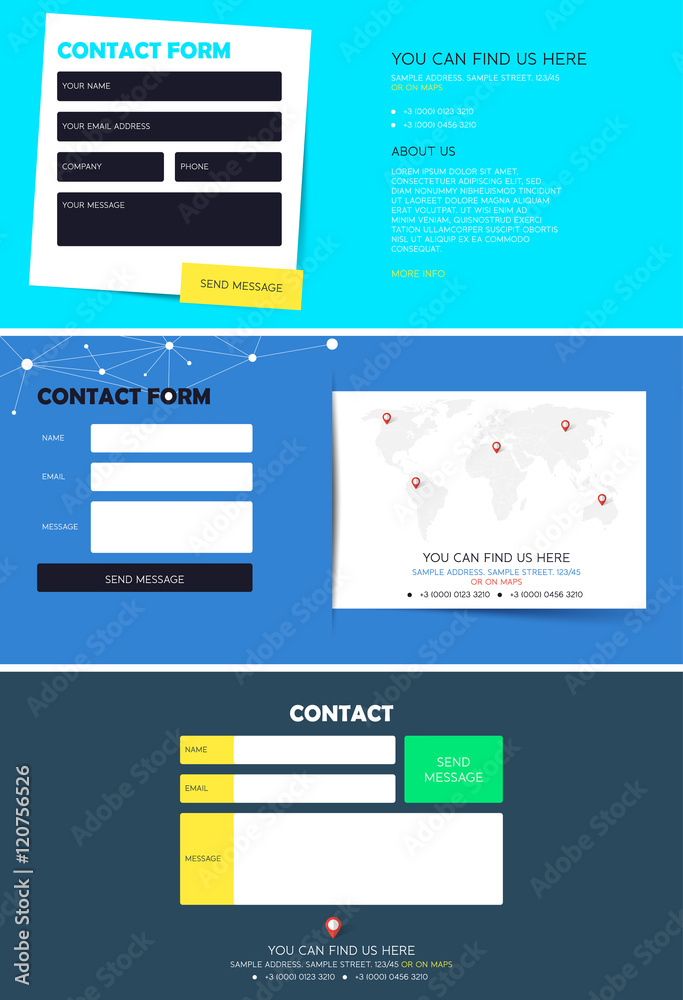 Set of contact form for Website. Registration contact form. Template ...