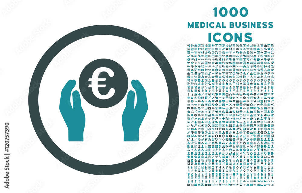 Euro Insurance Hands rounded vector bicolor icon with 1000 medical ...