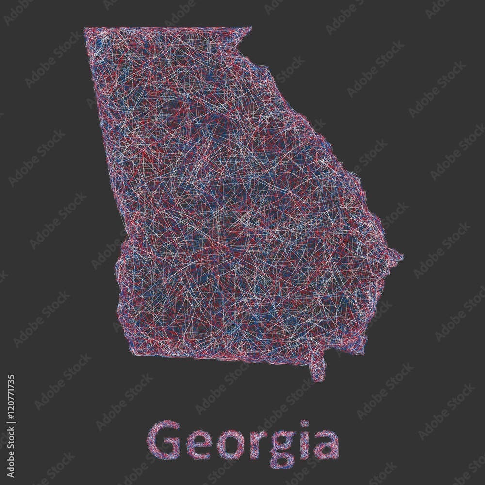 Georgia line art map Stock Vector | Adobe Stock