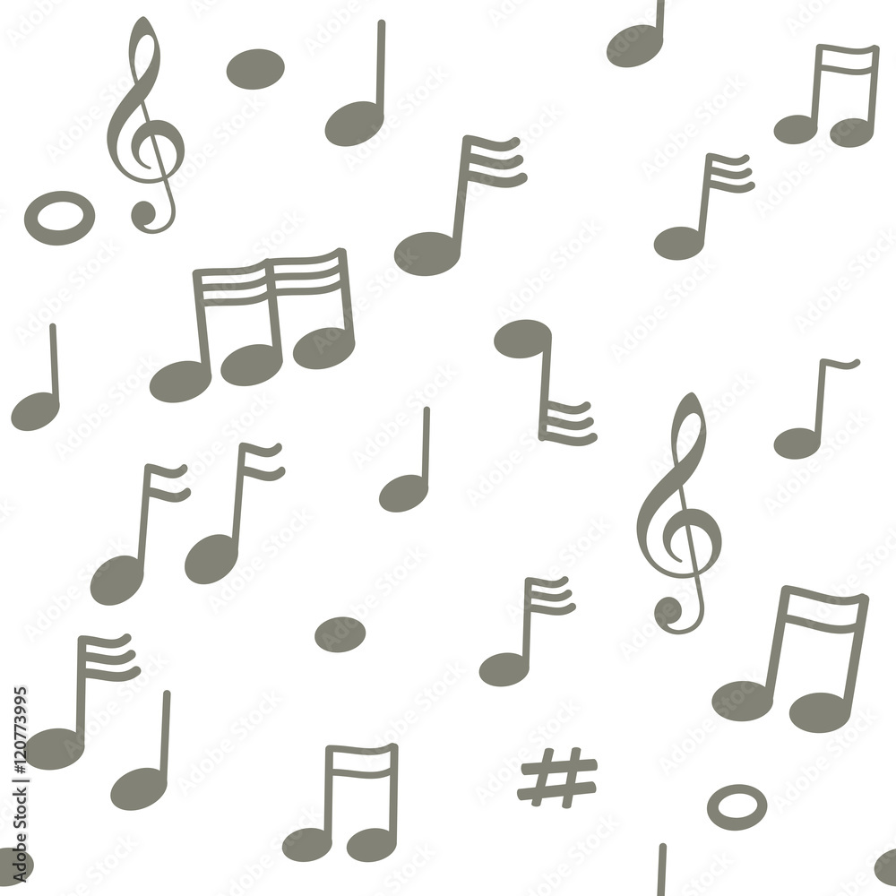 Musical notes on white background. Seamless pattern vector made with ...