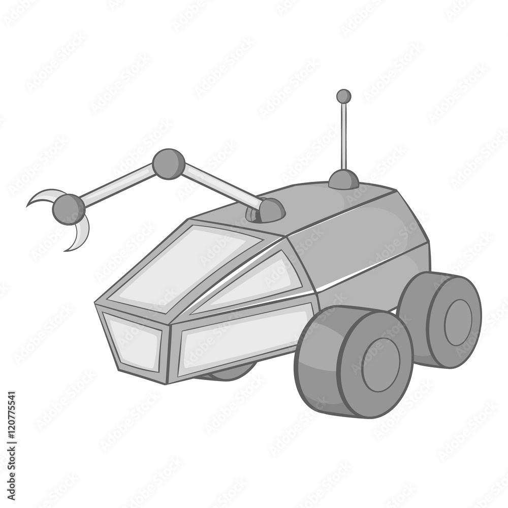 Mars exploration rover icon in black monochrome style on a white ...