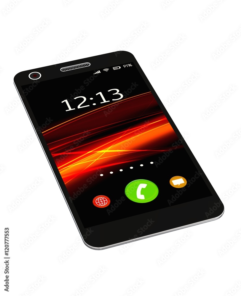 Smartphone, mobile phone, realistic 3d rendering isolated on white ...