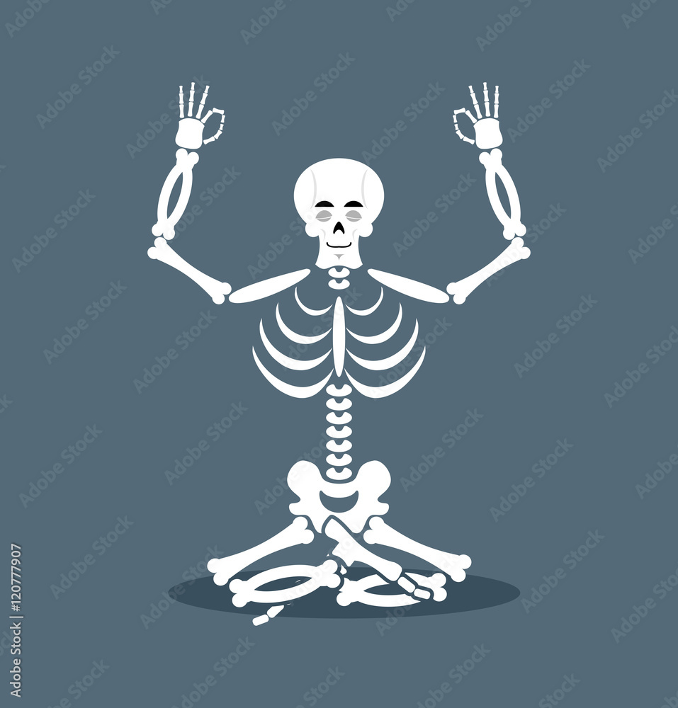 Skeleton meditating. Dead yoga. Status of nirvana and enlightenm Stock ...