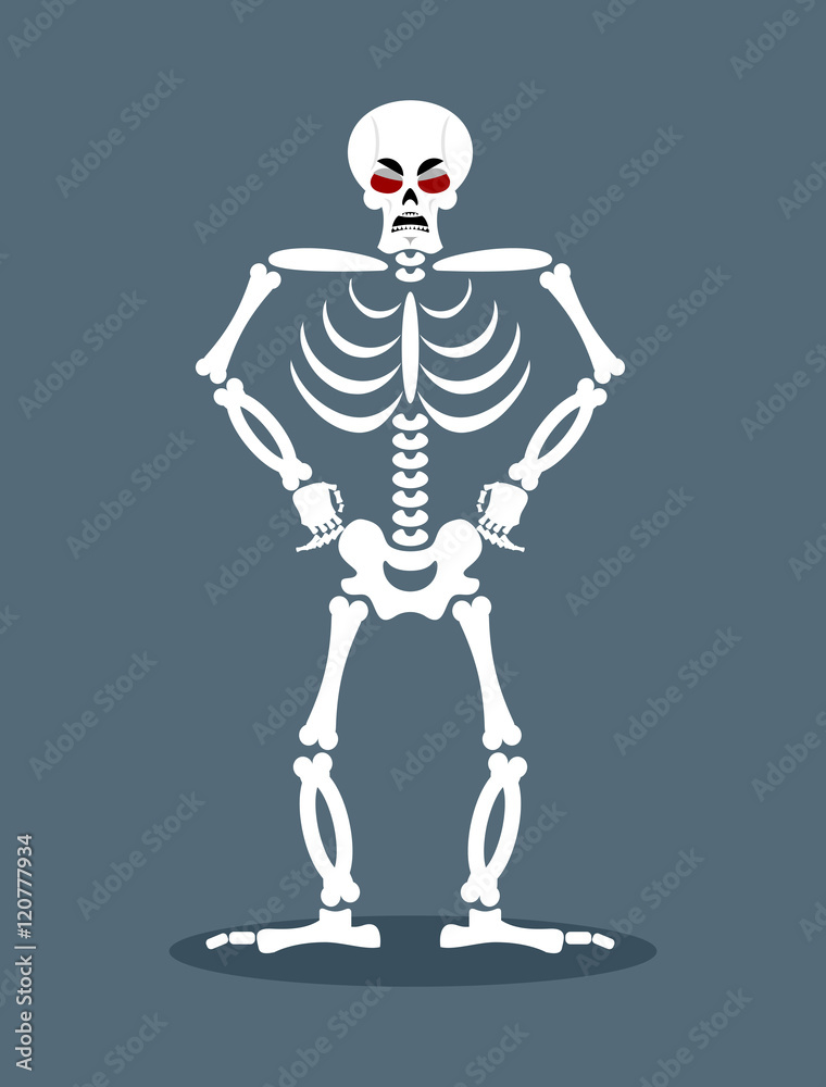 Angry skeleton. Aggressive dead. Evil skull and bones. Stock Vector ...