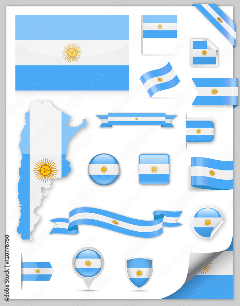 Argentina Flag Set - Vector Collection Stock Vector | Adobe Stock