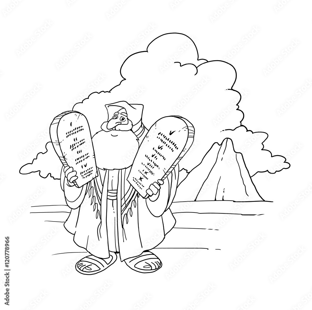 Moses and the Ten Commandments Stock Illustration | Adobe Stock
