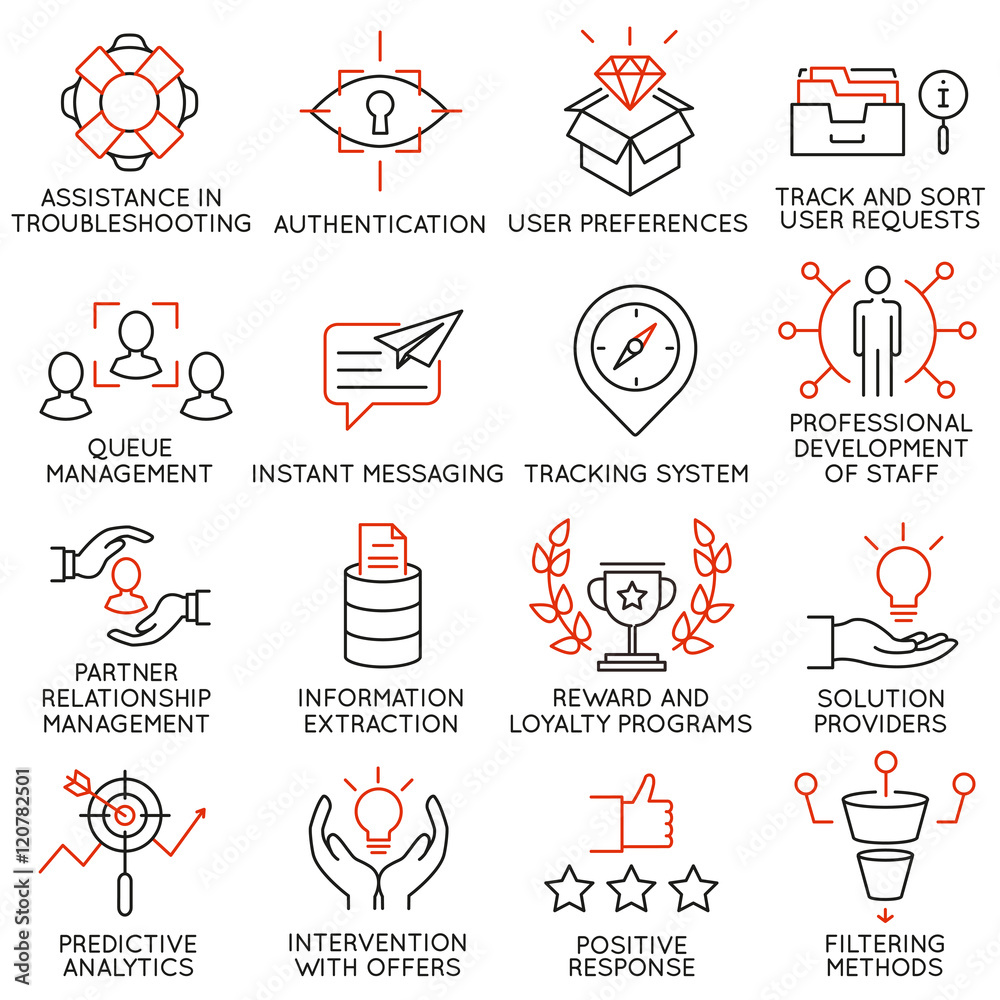 Vecteur Stock Vector set of 16 icons related to business management ...