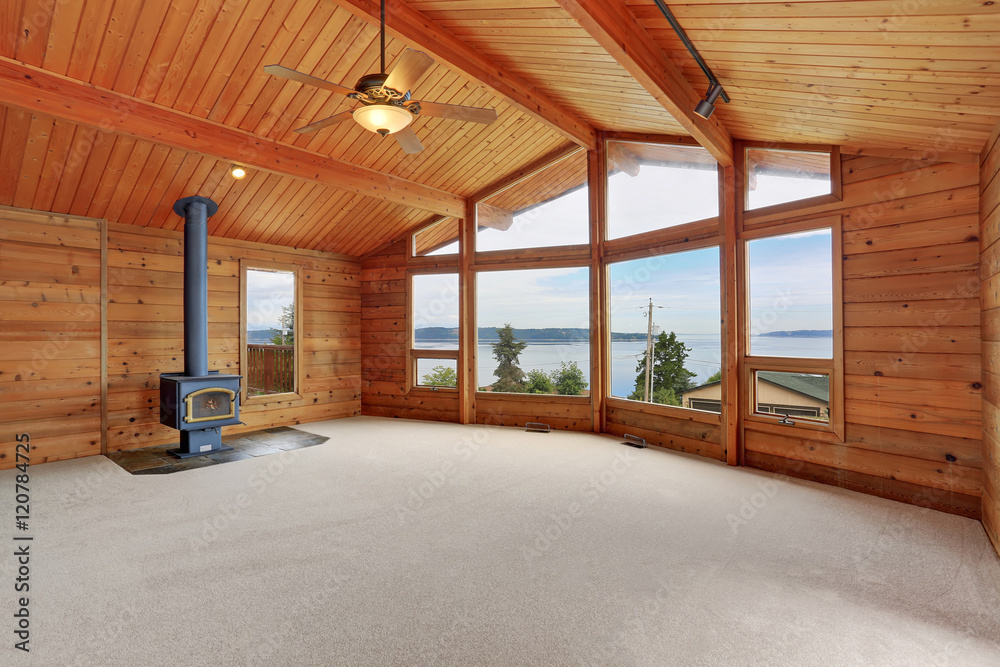 Log Cabin Empty Living Room
