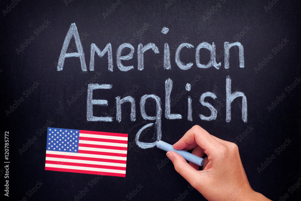Hand drawing American English on blackboard Stock Photo | Adobe Stock