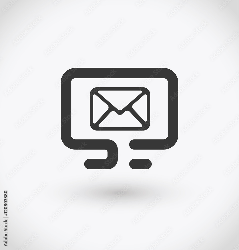Simple mail icon monitor on white background. Simple mail icon monitor ...