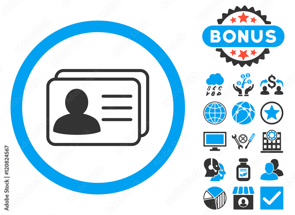 Account Cards icon with bonus design elements. Vector illustration ...