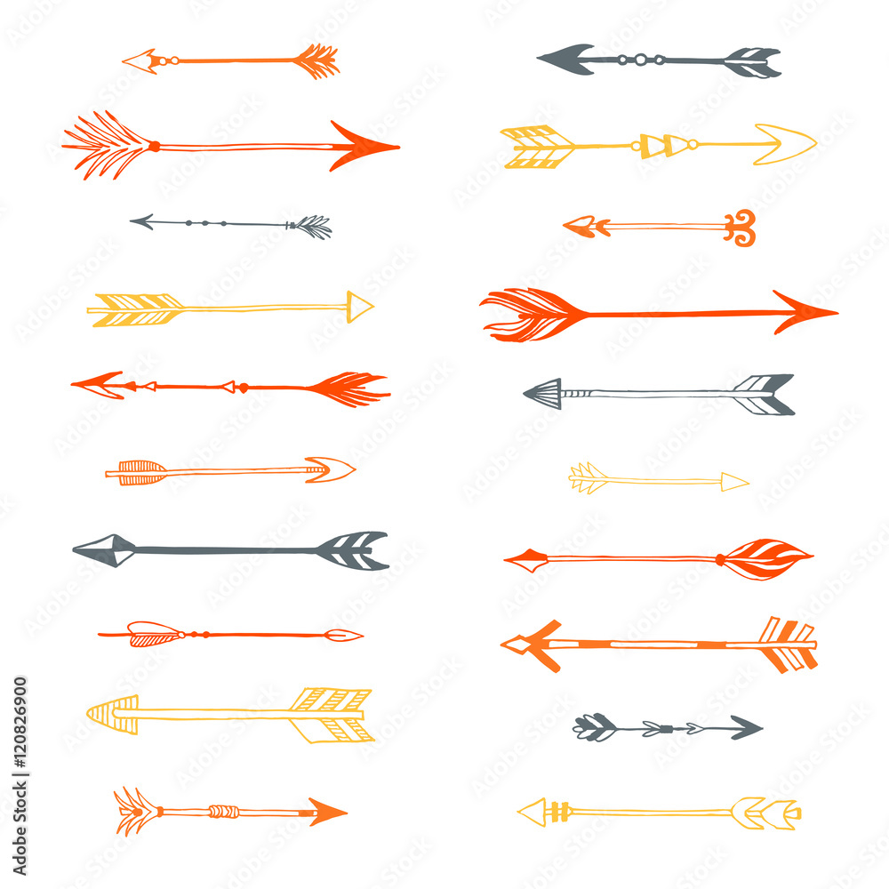 Tribal arrows set. Different native american arrows collection ...