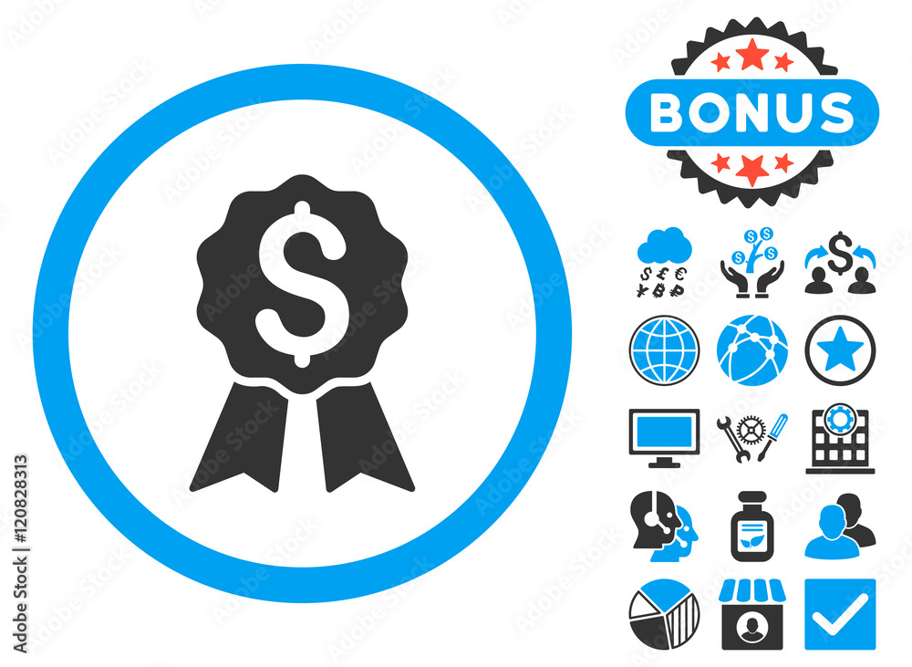 Banking Award icon with bonus symbols. Vector illustration style is ...