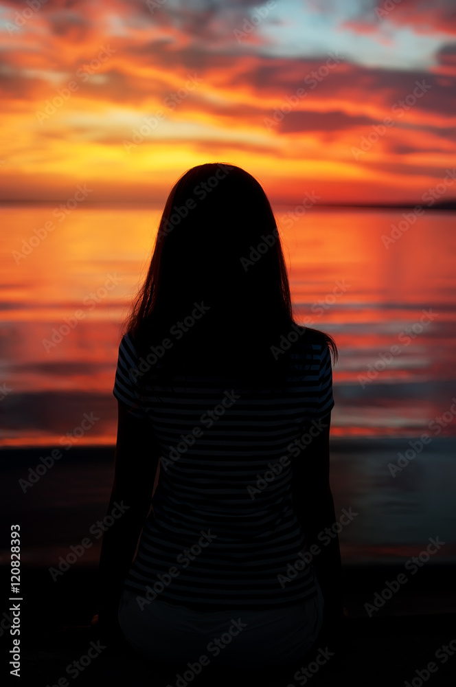 Girl Sunset Silhouette