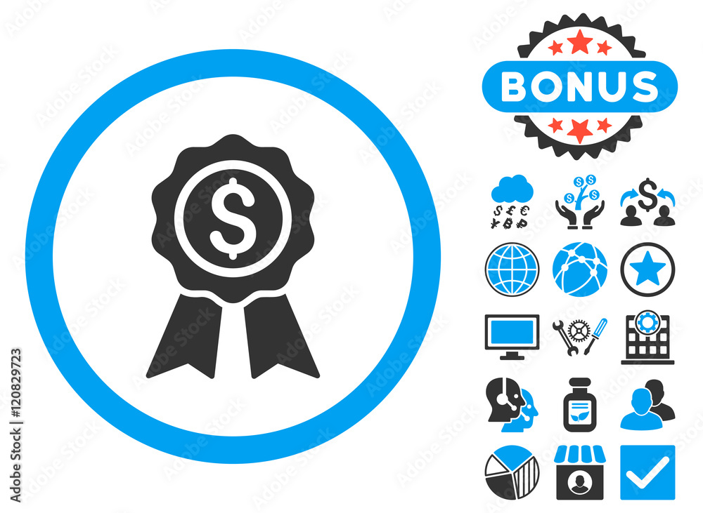 Business Award icon with bonus symbols. Vector illustration style is ...