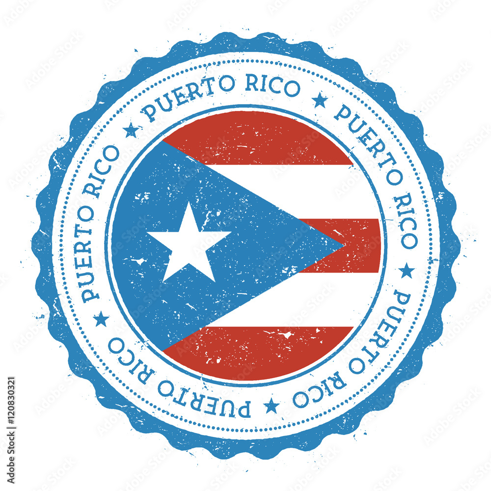Grunge rubber stamp with Puerto Rico flag. Vintage travel stamp with ...