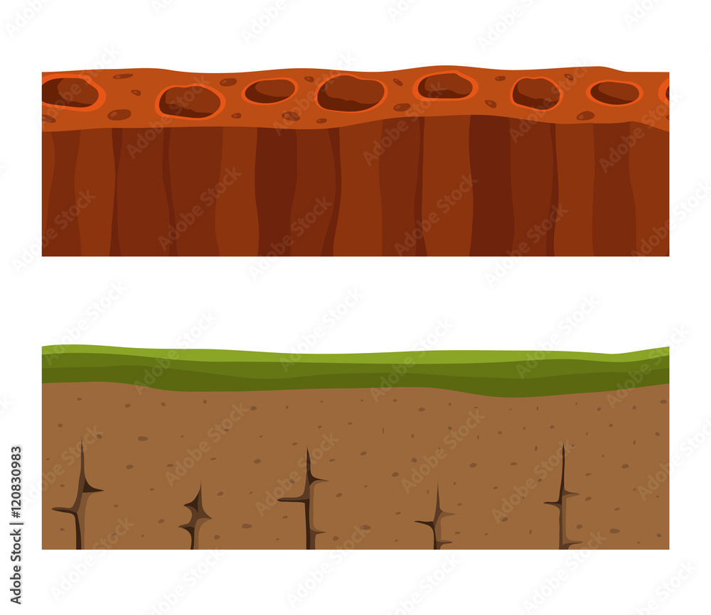Illustration of cross section ground slice isolated on white background ...