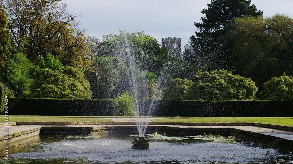 Water fountain spraying water in a park, in slow motion Stock Video ...