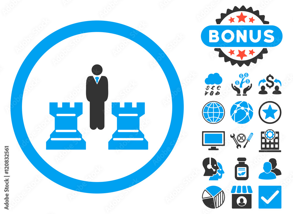 Chess Strategy icon with bonus images. Vector illustration style is ...