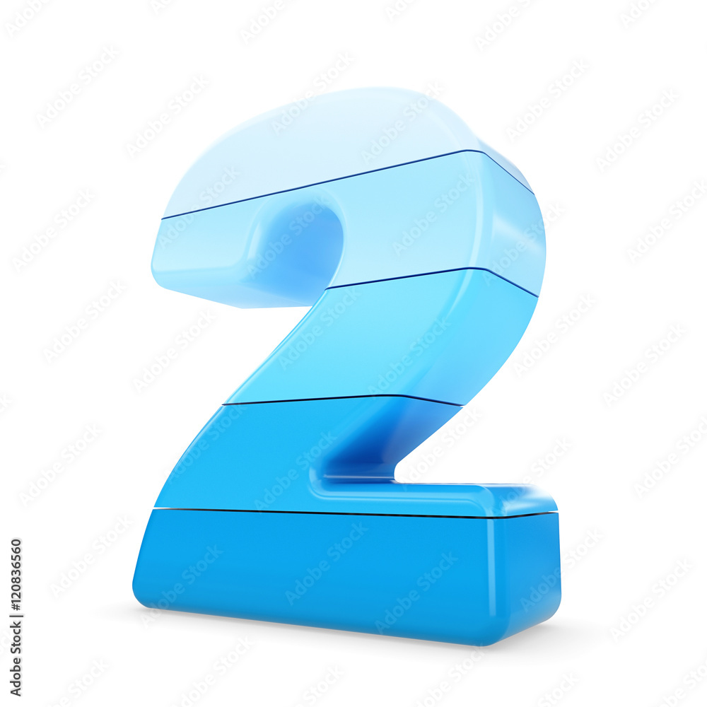 3d blue number 2 two isolated white background. Stock Illustration ...