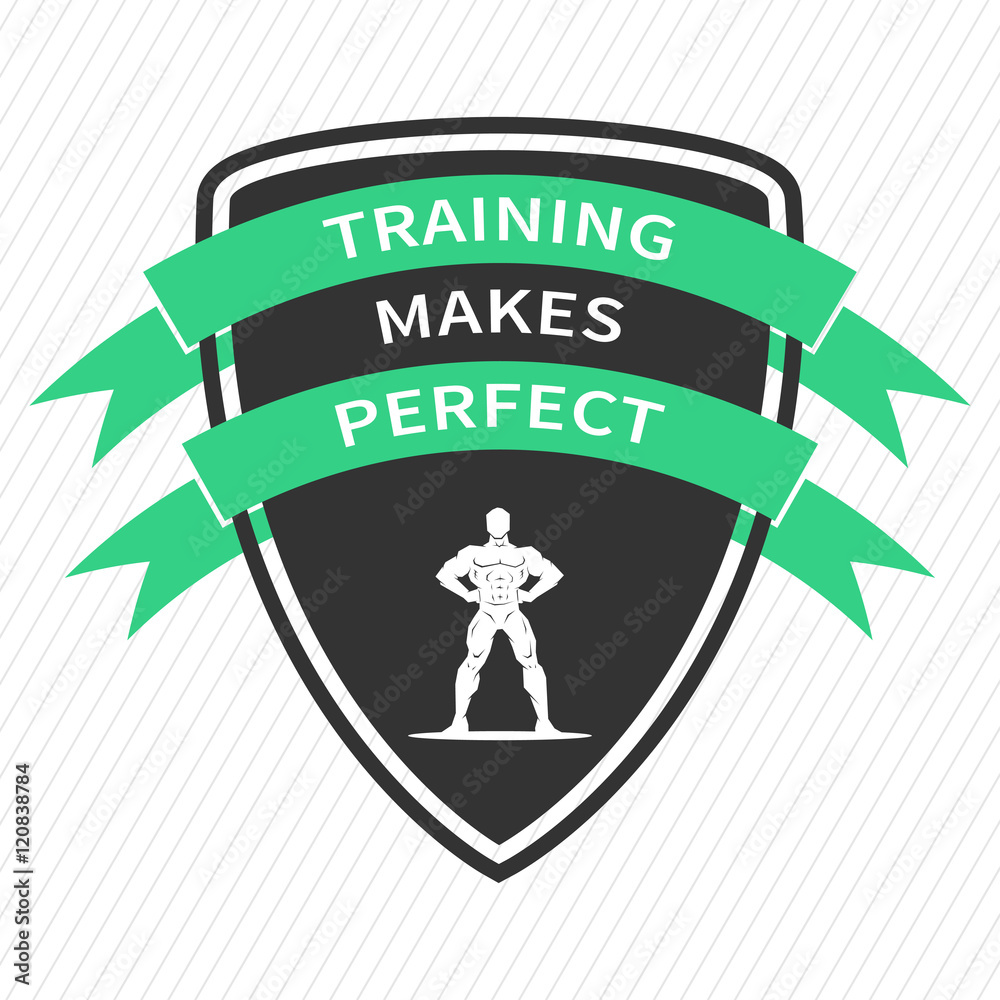 Training makes perfect. Inspirational (motivational) quote on white ...