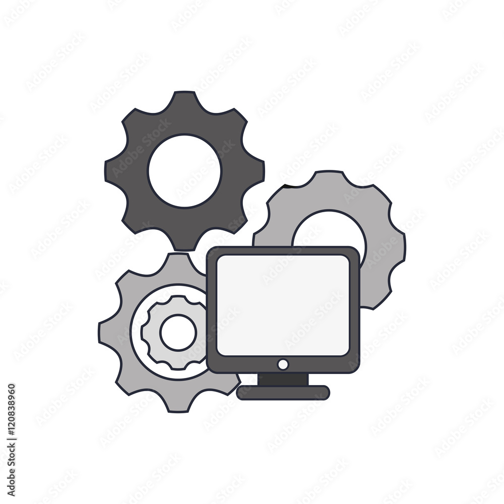 flat design gears and computer icon vector illustration vector de Stock ...