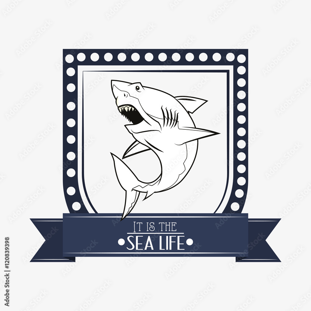 shark emblem image vector illustration line design Stock Vector | Adobe ...