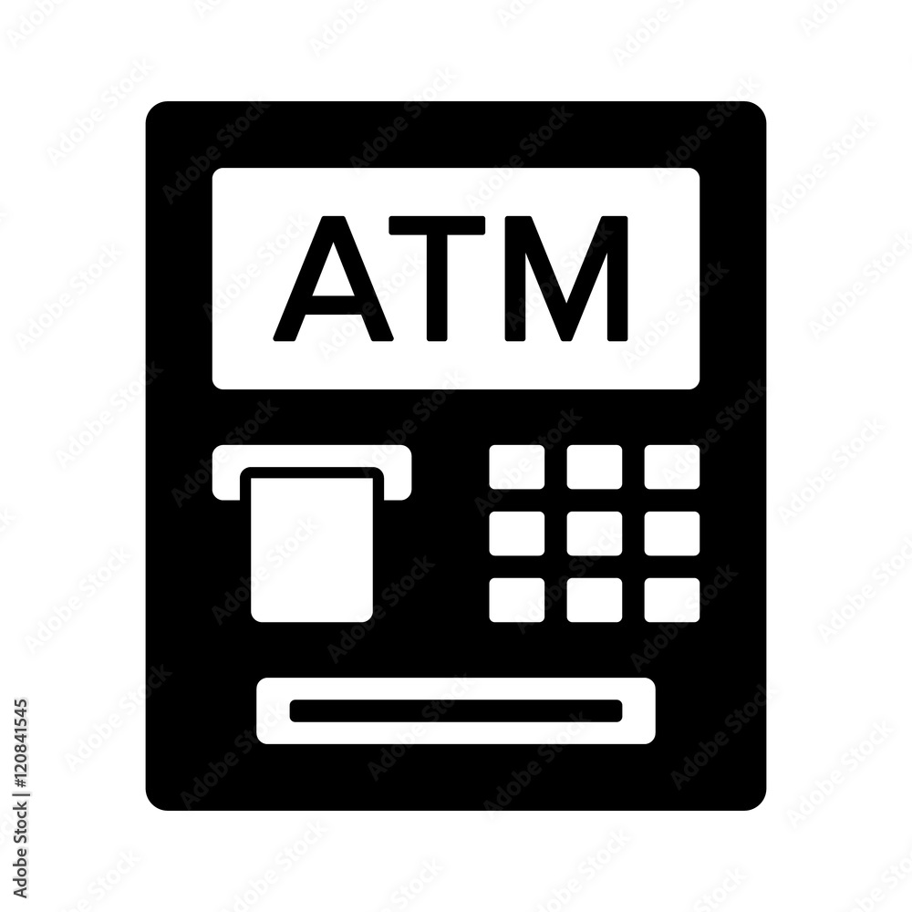ATM / automated teller machine with text flat icon for banking apps and ...