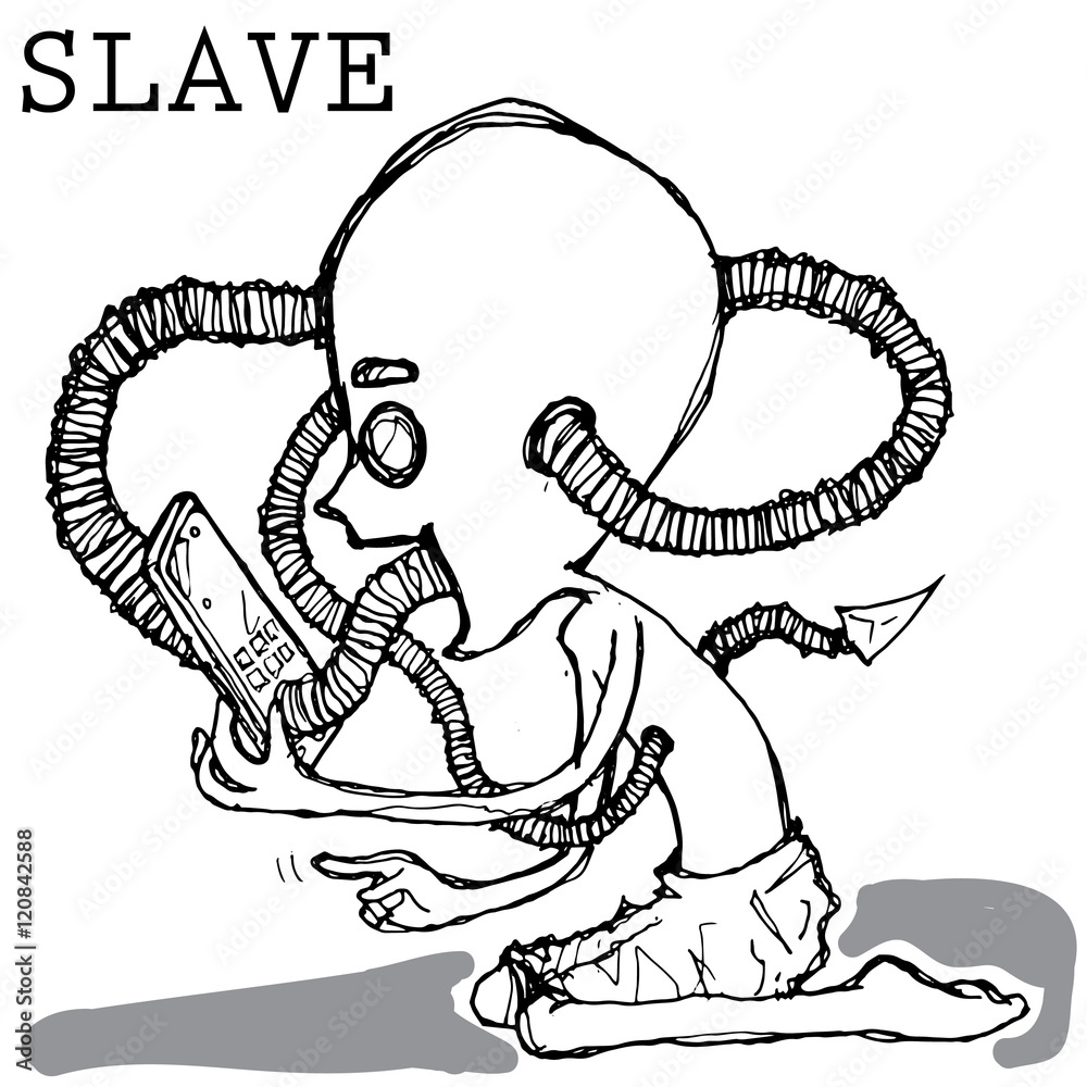 mobile slave cartoon vector charactor Stock Illustration | Adobe Stock