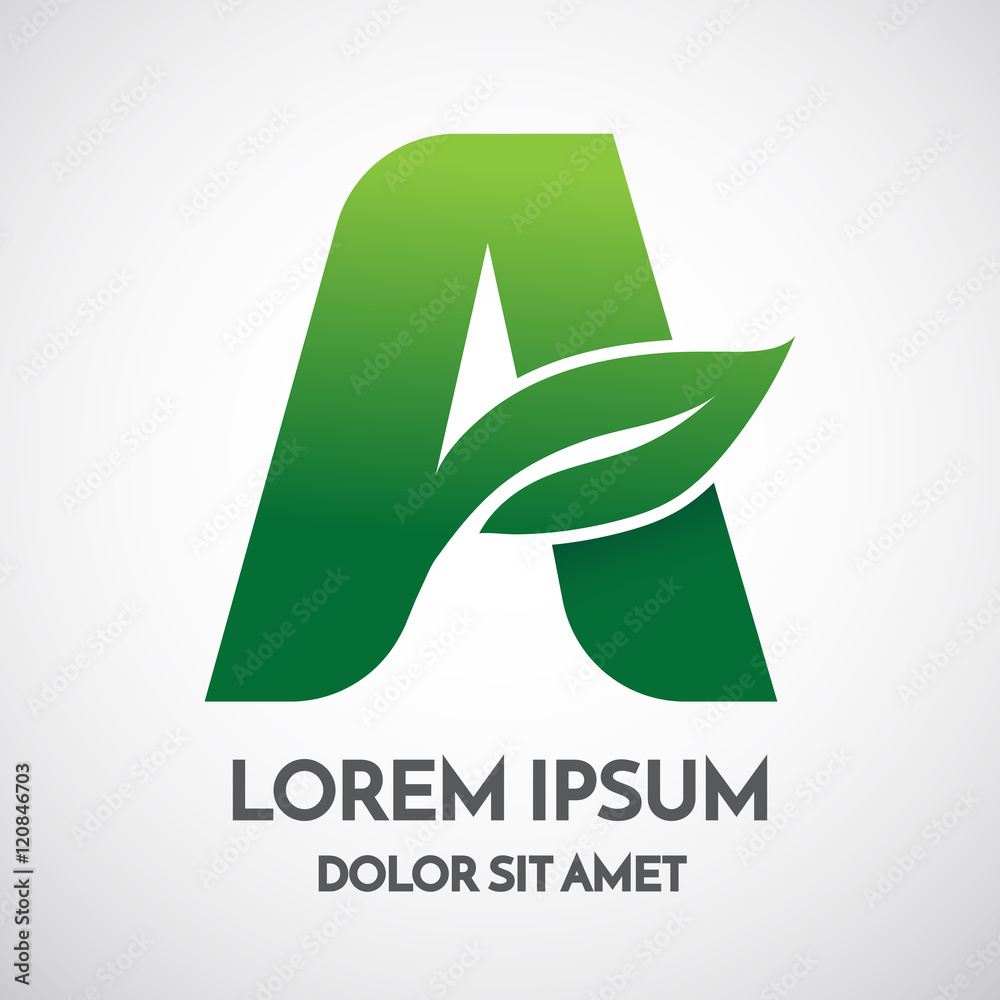 Green eco Letter A Logo Template Design Stock Vector | Adobe Stock