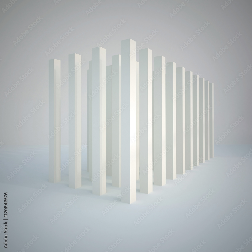3d illustration. Three-dimensional white cube composition of repeated ...
