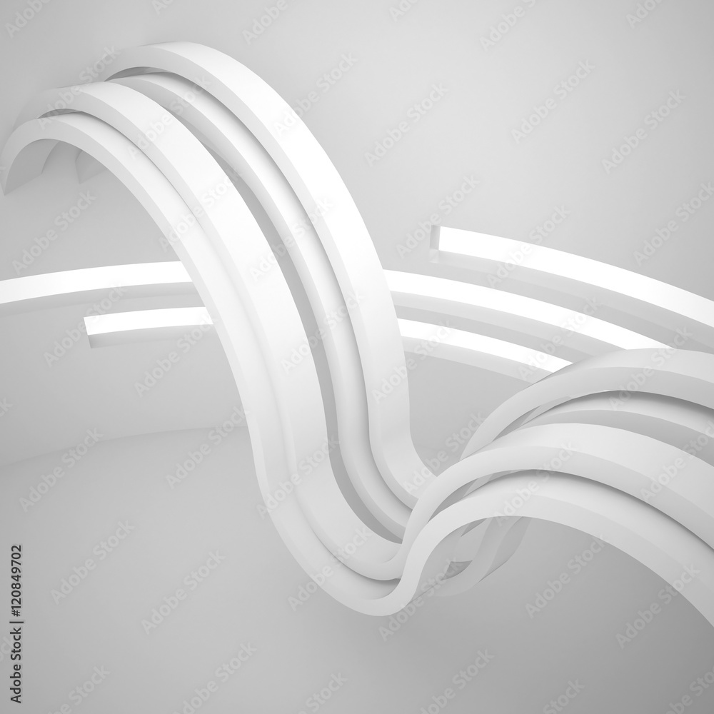 3d illustration. White Abstract three-dimensional composition based on ...