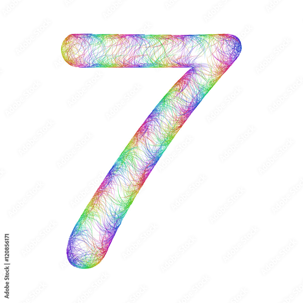 Rainbow sketch font design - number 7 Stock Vector | Adobe Stock
