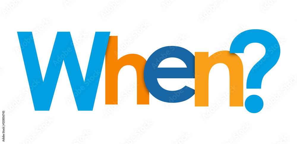 "WHEN?" Vector Overlapping Letters Icon Stock Vector | Adobe Stock