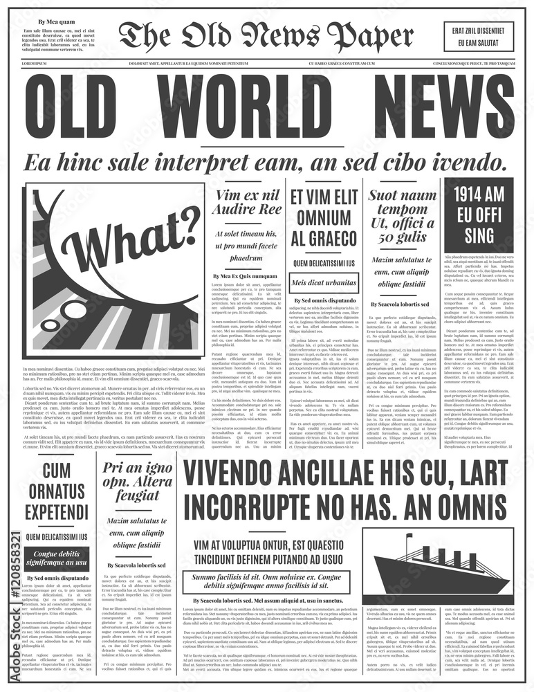 Old newspaper design vector template. Stock Vector | Adobe Stock