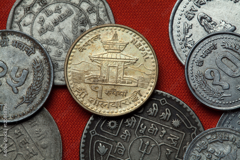 Coins of Nepal. Tal Barahi Temple in Pokhara Stock Photo | Adobe Stock