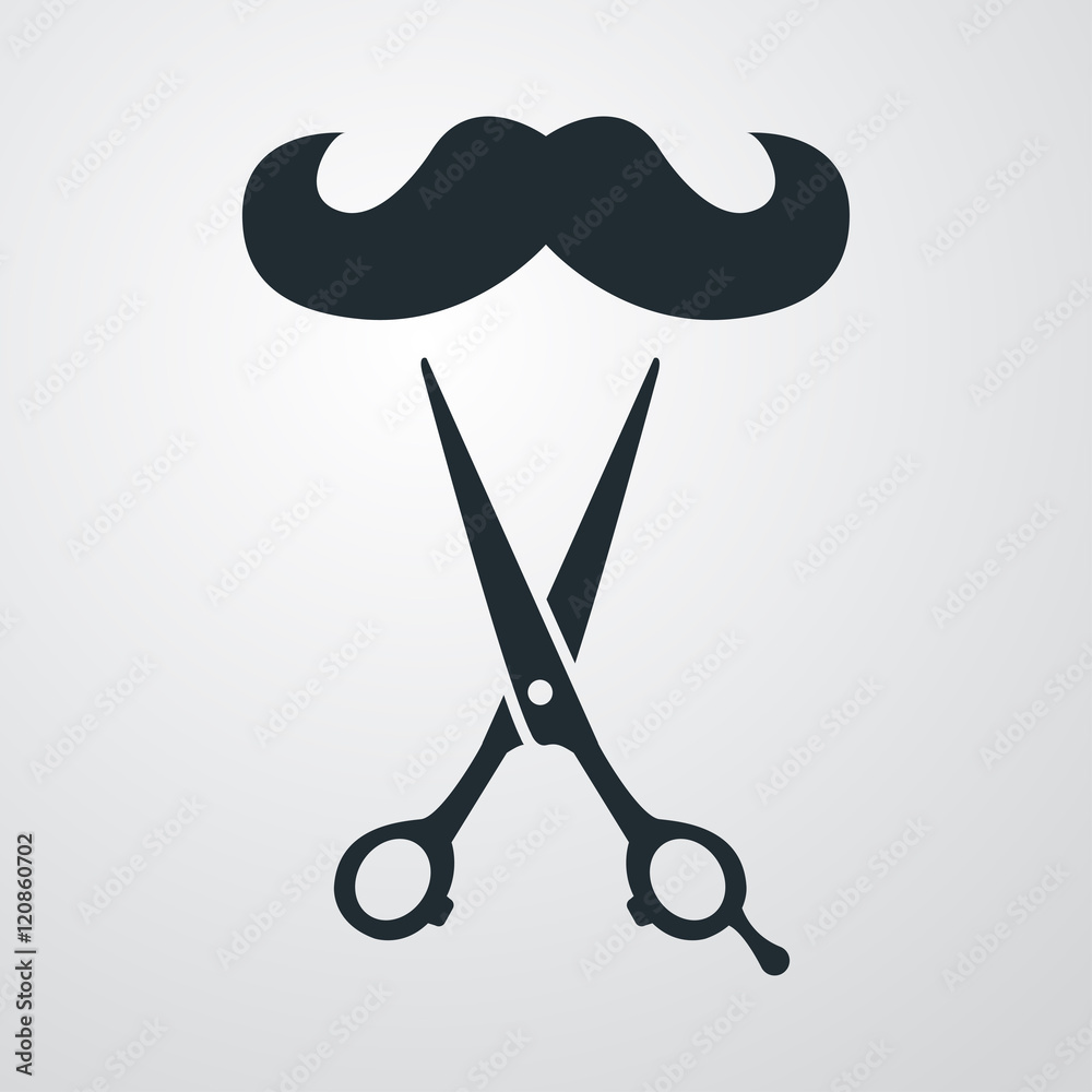 Icono plano bigote y tijeras sobre fondo degradado Stock Vector | Adobe ...