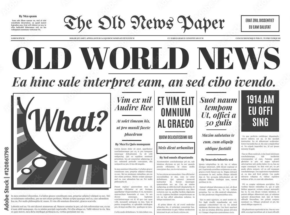 Old newspaper design vector template. Stock Vector | Adobe Stock