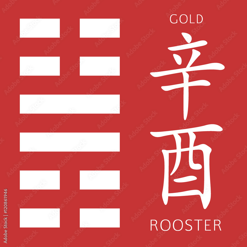 Symbol of i ching hexagram from chinese hieroglyphs. Translation of 12 ...