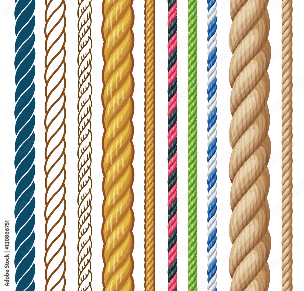 Ropes set. Cartoon vector illustration isolated on white background ...