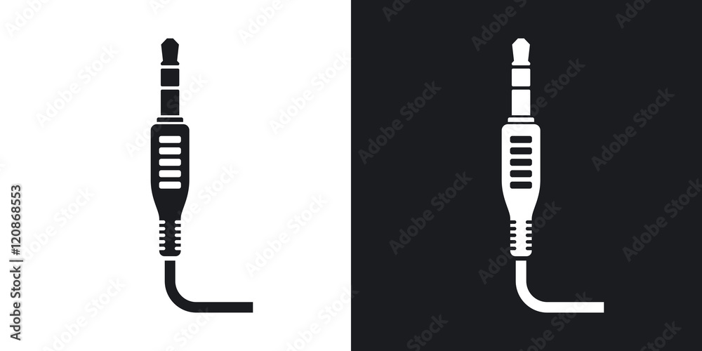 Vector mini jack plug icon. Two-tone version on black and white ...
