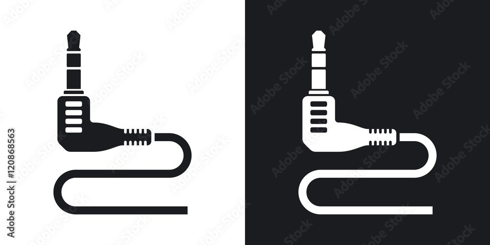 Vector mini jack connector icon. Two-tone version on black and white ...