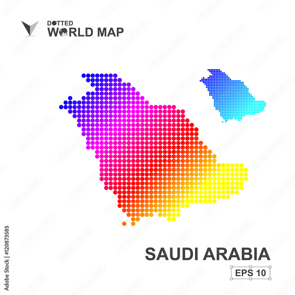 Map Of Saudi Arabia Dotted Vector,Abstract computer graphic colorful ...