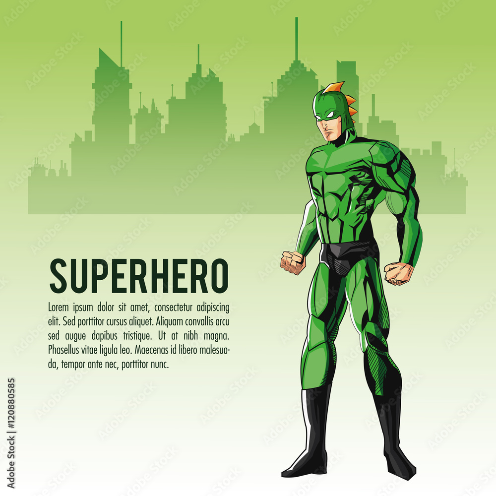 Superhero man cartoon with uniform icon. Comic power costume and hero ...