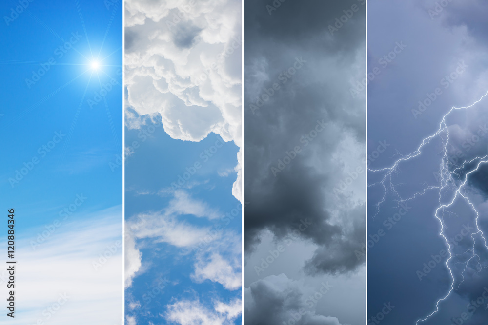 Weather forecast concept background - variety weather conditions Stock ...